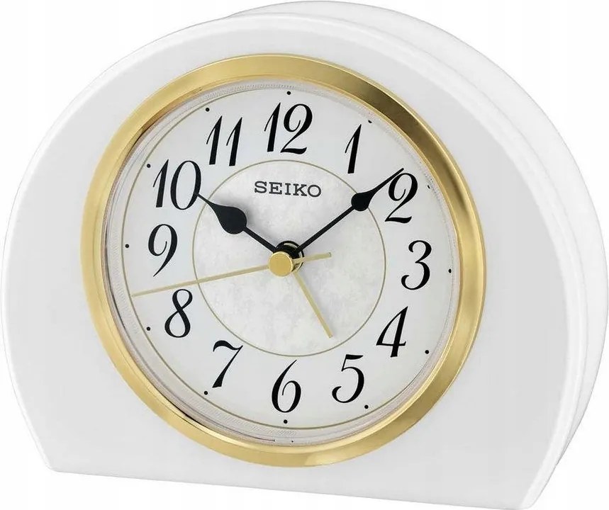 Dřevěný Elegantní Klasický Bílý Budík Seiko QXE054W