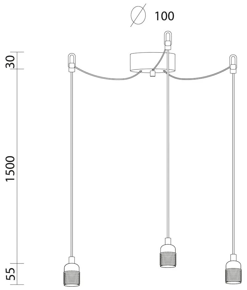 Černé závěsné svítidlo se 3 kabely Bulb Attack Uno Basic