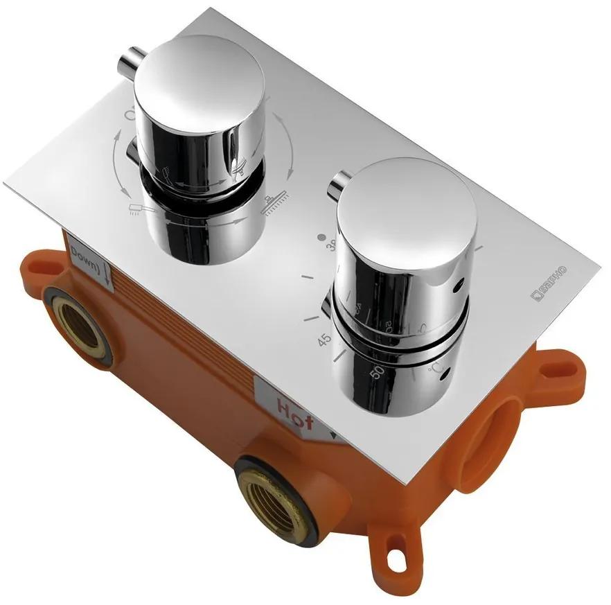 Sapho KIMURA podomítkový sprchový set s termostatickou baterií, box, 3 výstupy, chrom KU383-21