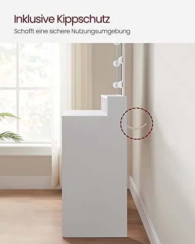 Vasagle Toaletní kosmetický stolek s LED osvětlením, bílý RDT114W01