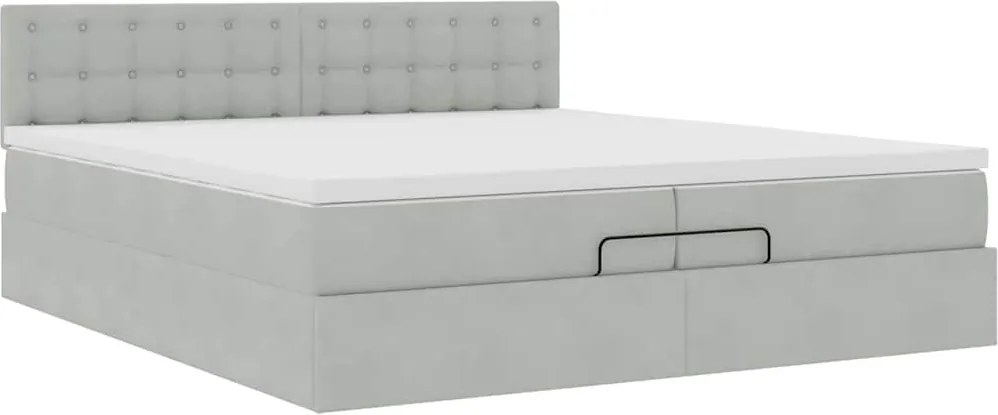 Osmanský rám postele s matrací světle šedá 200x200 cm samet 3311939