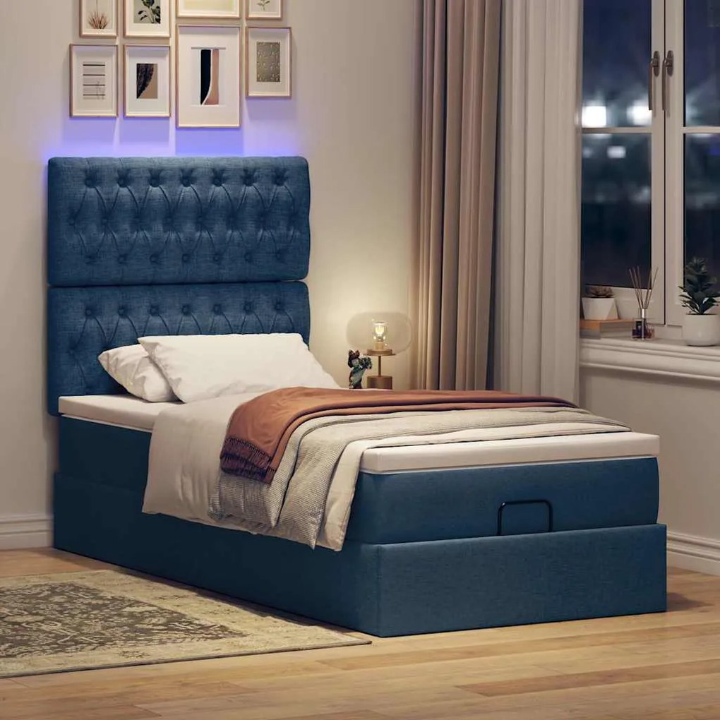 Osmanský rám postele s matrací modrá 90x190cm textil 3314057