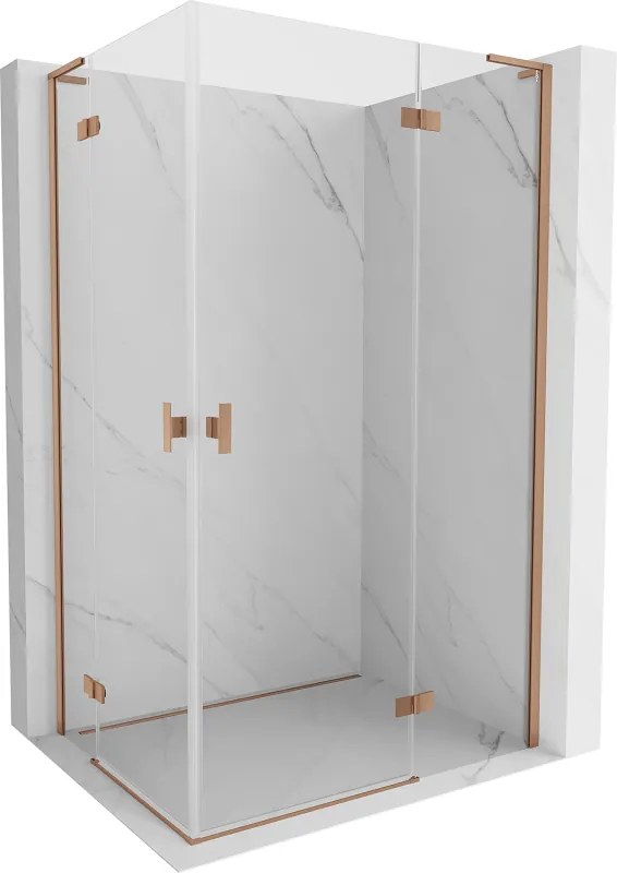 Mexen Mist-H L Duo, 2-křídlý ​​sprchový kout 100 x 120 cm, čiré sklo, měděný matný profil, 8A5L-100L-120P-65-00