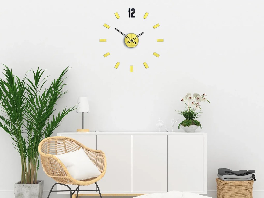 Nástěnné samolepící hodiny Point 50 cm žluté