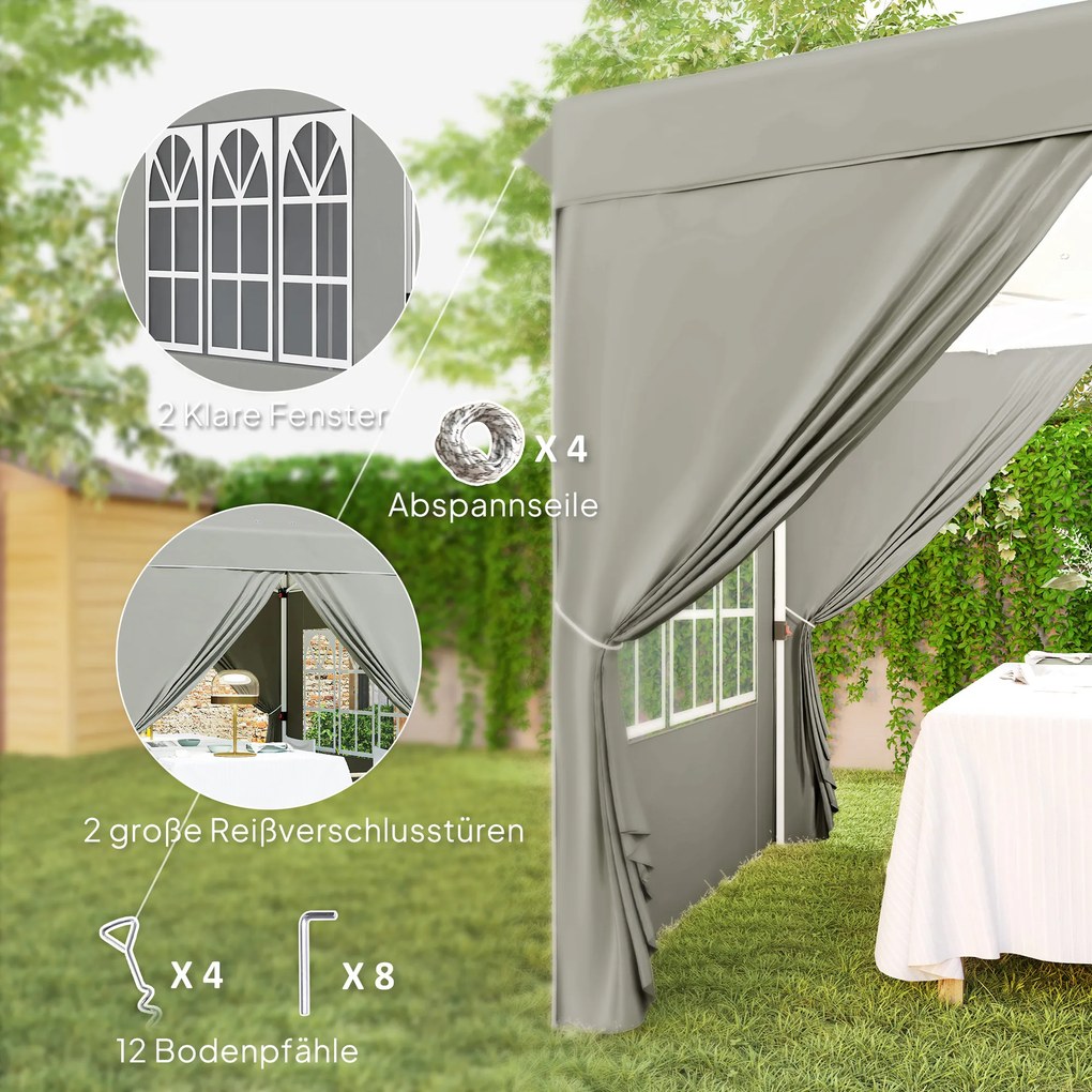 Outsunny altán 2,5x2,5 m, vodoodpudivý stabilní zimní pop-up skládací altán, UV ochrana 50+, skládací párty stan zahradní stan se 4 bočními panely ta…