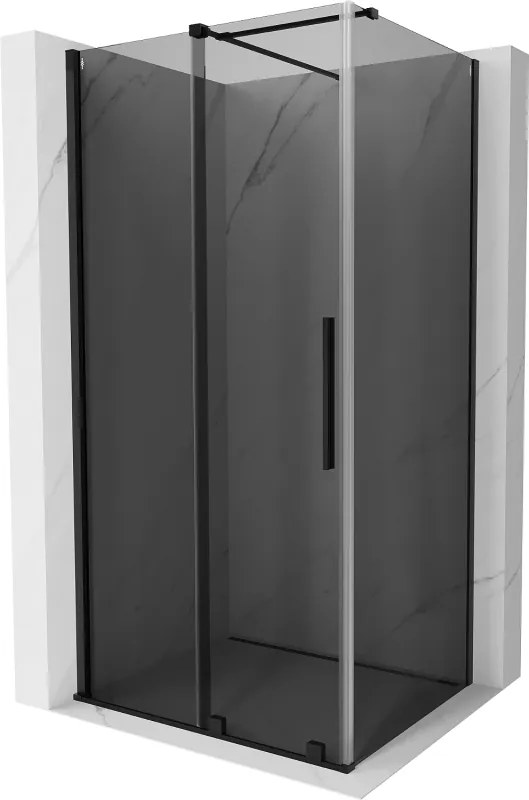 Mexen Velar, sprchový kout s posuvnými dveřmi 100 x 75 cm, 8mm šedé sklo, černá matná, 871-100-075-41-70