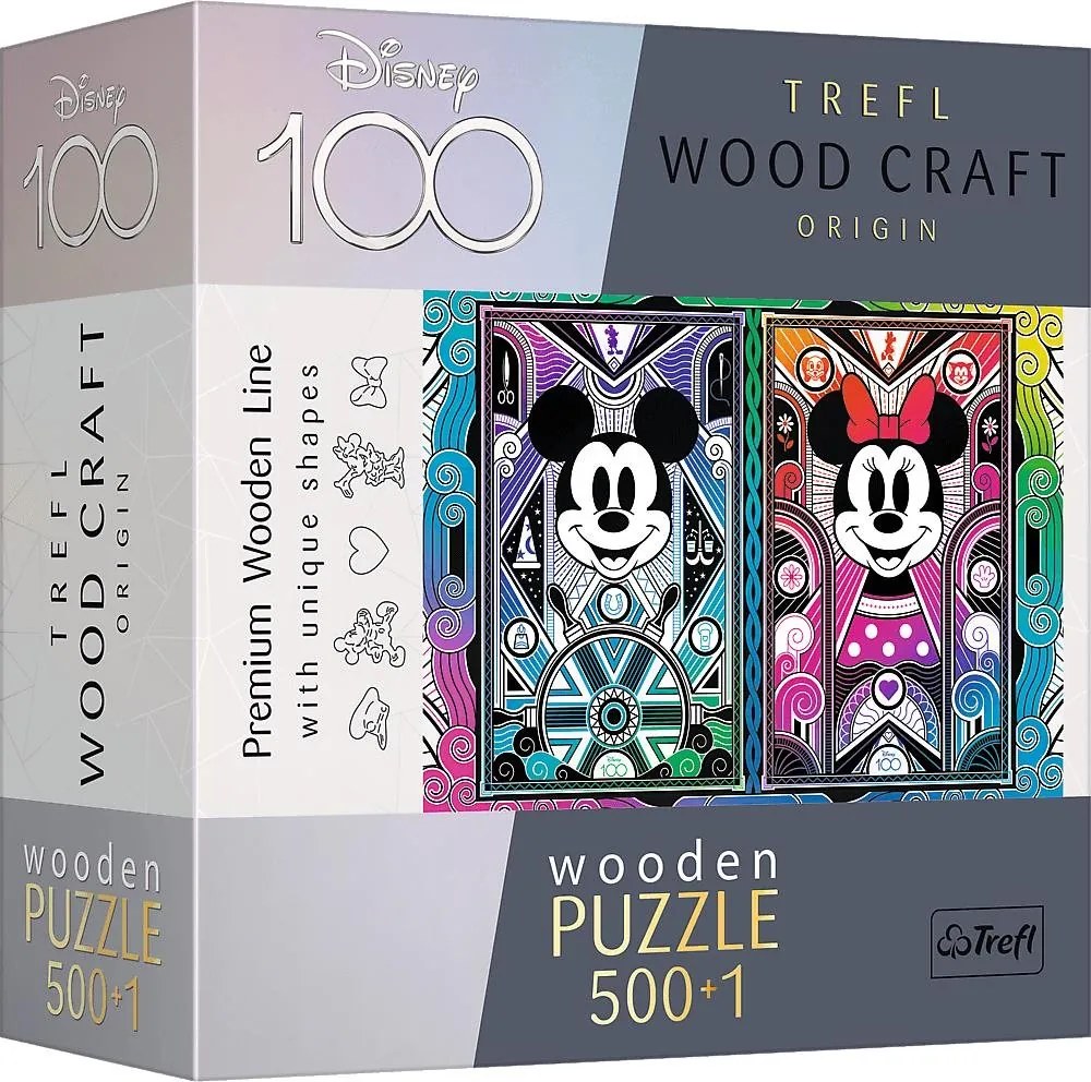 Dřevěné puzzle trefl wood craft origin puzzle mickey mouse a minnie 501 dílků