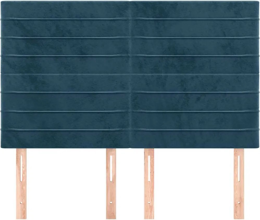 Čelo postele tmavě modré 144x5x118/128 cm sametové 3116524