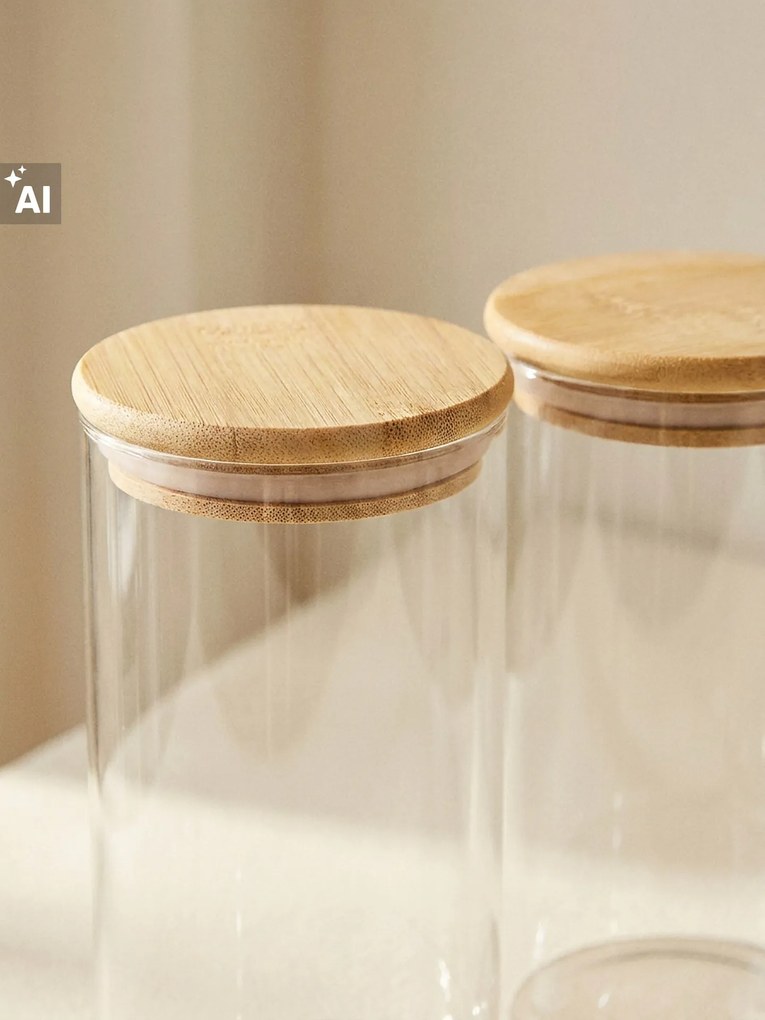 Sinsay - Skleněné nádoby na potraviny s bambusovými víčky 2 pack - clear