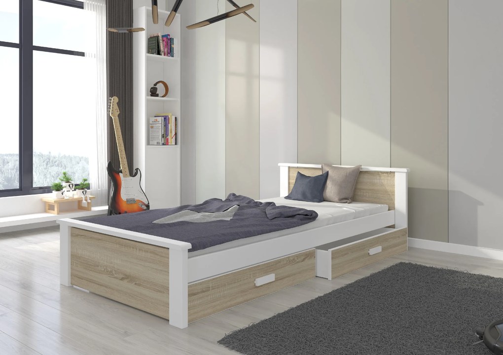 ADRK Furniture Postel s matrací ALDEX 180x80 CH-Alde-W+S-190+M-E1924