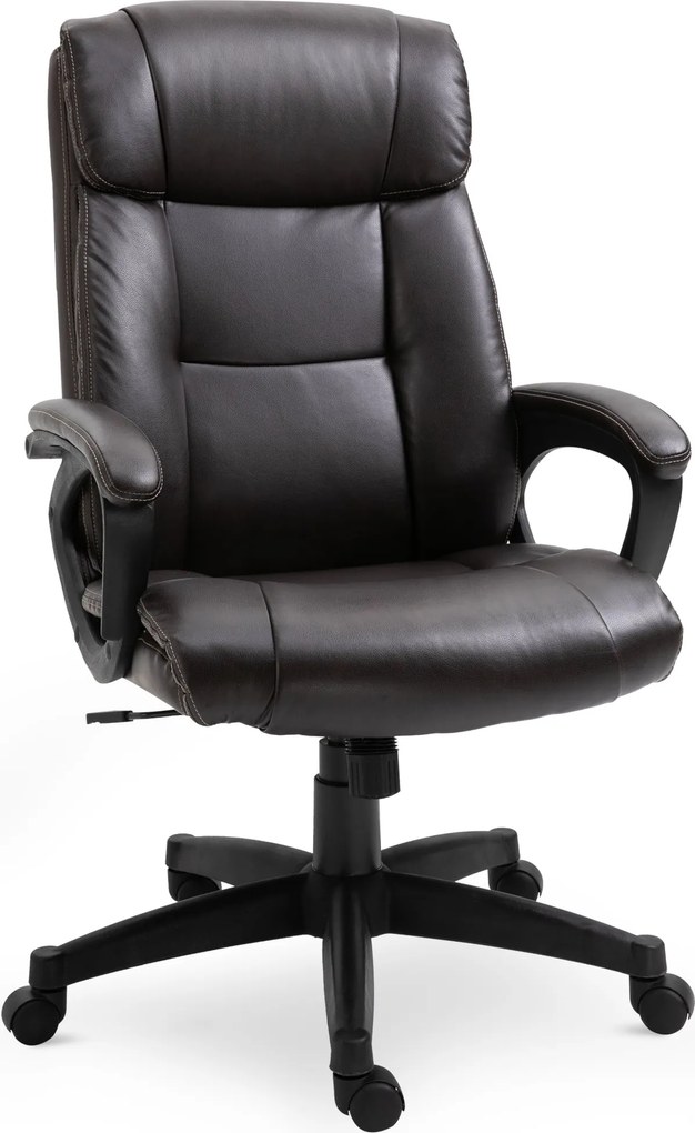 HOMCOM Ergonomická Nastavitelná Kancelářská Židle s Otočnými Kolečky 360° a Syntetickým PU Potahem 64 x 73 x 106-115,5 cm Čokoládová | Aosom