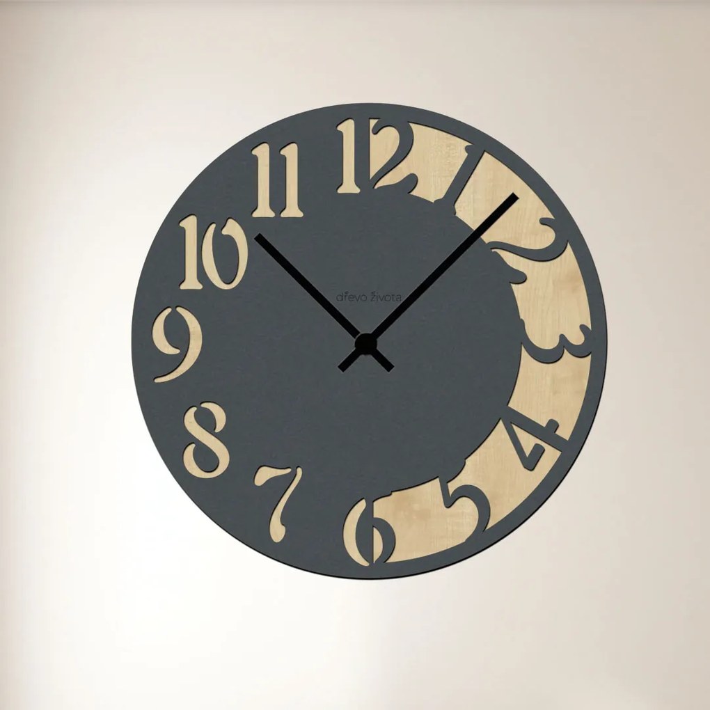 dřevo života Nástěnné hodiny CLOCK Zvolte barvu dekoru: Ořech, Zvolte velikost hodin (cm): 60x60, Barva ručiček: Černé