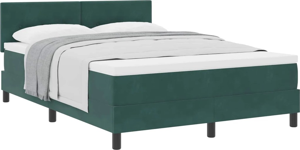 Postel s boxspringem s čelo Tmavě zelená 140 x 190 cm samet 3339173