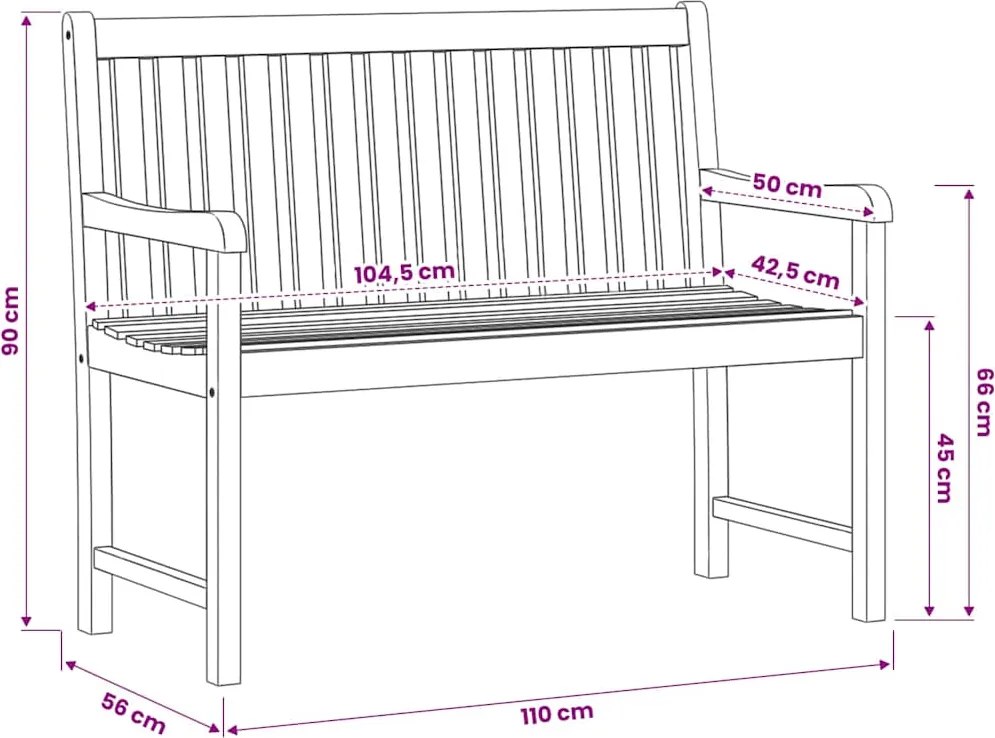 Zahradní lavice 110 cm masivní akáciové dřevo 316610