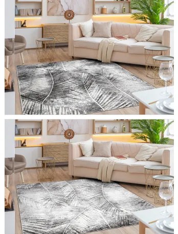 koberec MATEO 8035/644 Moderní palmové listy strukturální šedá velikost 160x220 cm | krásné koberce cz