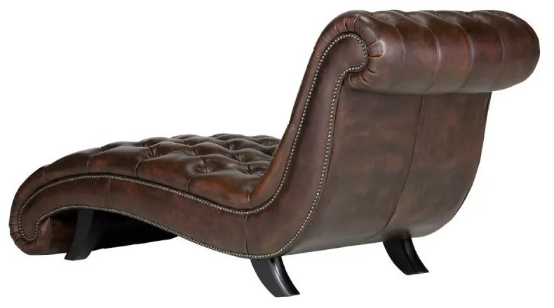 Massive home | Starožitná lenoška Chesterfield Cambridge z pravé kůže - hnědá
