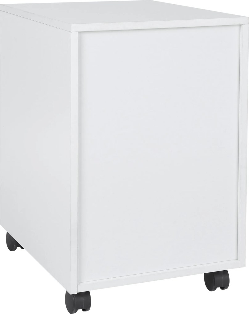 HOMCOM Kancelářská zásuvková skříň s kolečky, filing cabinet se 3 zásuvkami, 40x50x57 cm, bílá