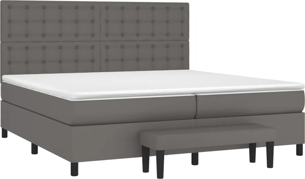 Box spring postel s matrací šedá 200x200 cm umělá kůže 3137687