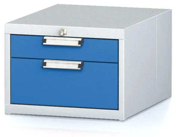 Alfa 3 Závěsný dílenský box na nářadí k pracovním stolům MECHANIC, 2 zásuvky, 480 x 600 x 351 mm, modré dveře