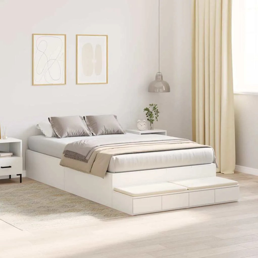 Rám postele s úložným prostorem Bílá 120 cm Kompozitní dřevo 3335685
