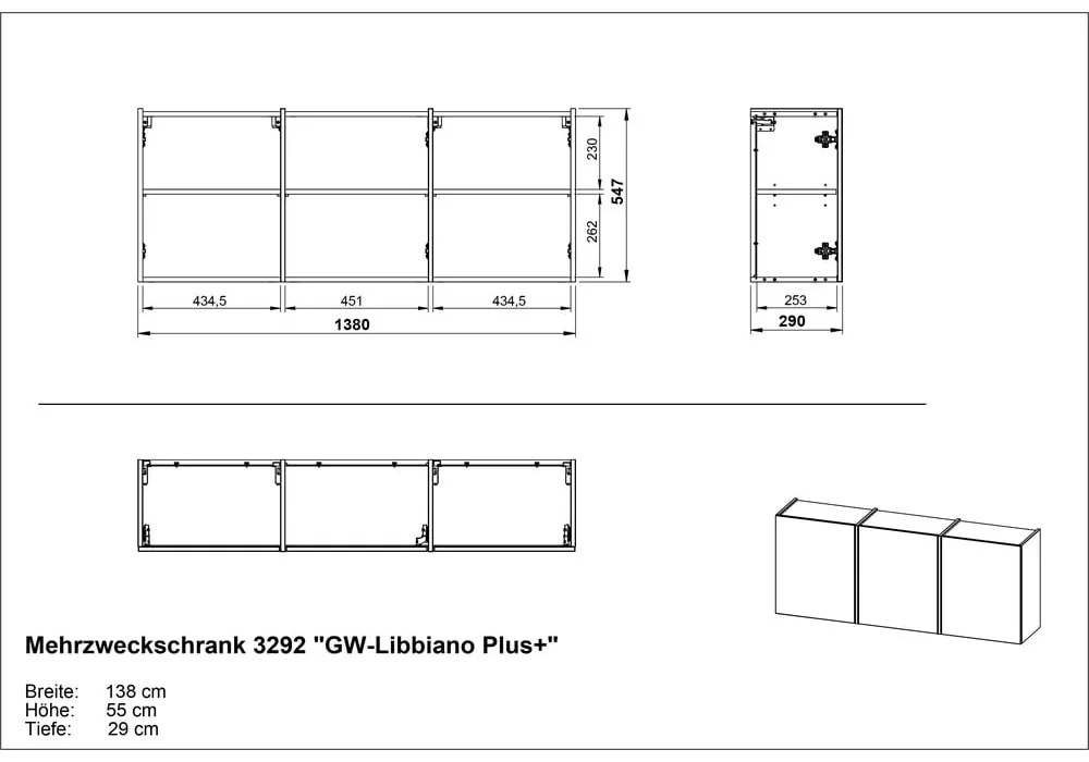 Krémová předsíňová skříňka 138x55x29 cm Libbiano – Germania