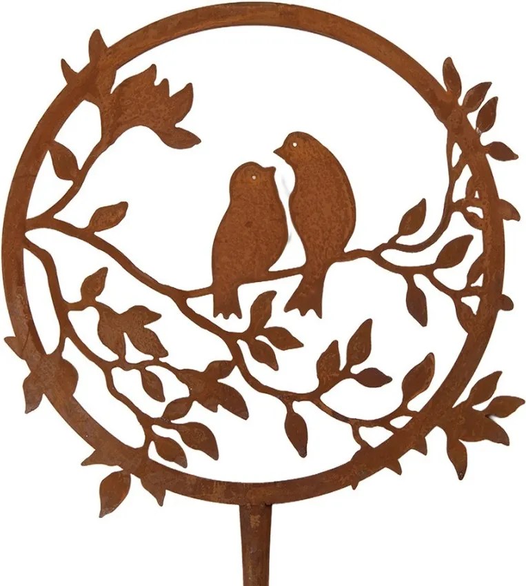 Rustikální rezavý zápich s ptáčky Bird Rust - 32*1*60 cm