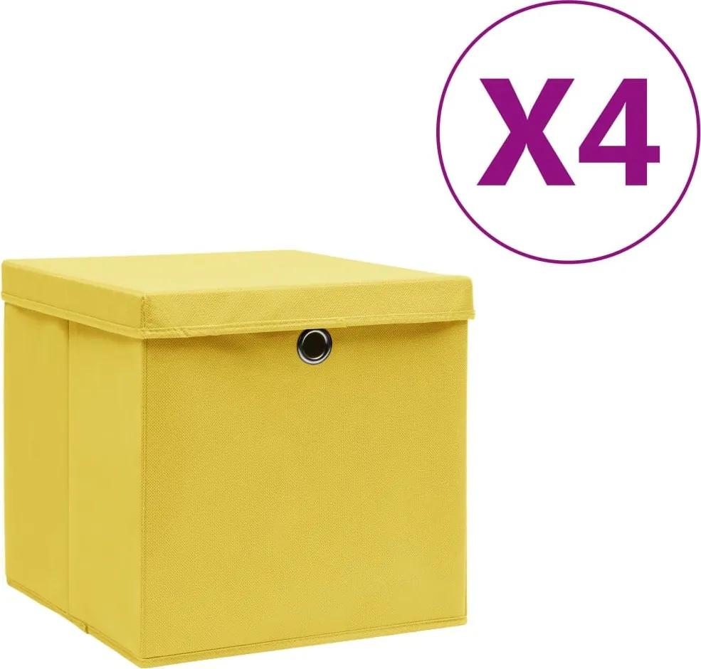 vidaXL Úložné boxy 4 ks netkaná textilie 28 x 28 x 28 cm [325188] Barva: Žlutá