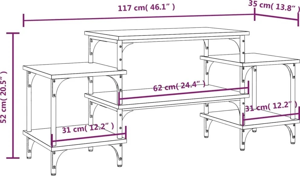 vidaXL TV skříňka 117 x 35 x 52 cm kompozitní dřevo [826319] Barva: hnědý dub