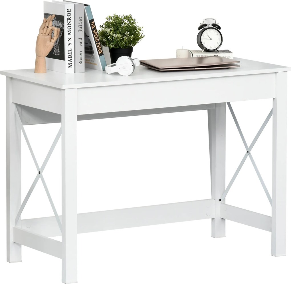 HOMCOM Moderní Stůl Snadno Sestavitelný Počítačový Stůl pro Kancelář, Ložnici nebo Učení 105x50x76 cm Bílý