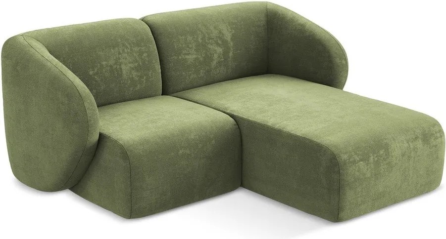 Zelená žinylková rohová pohovka (pravý roh/s lenoškou) Lani – Makamii