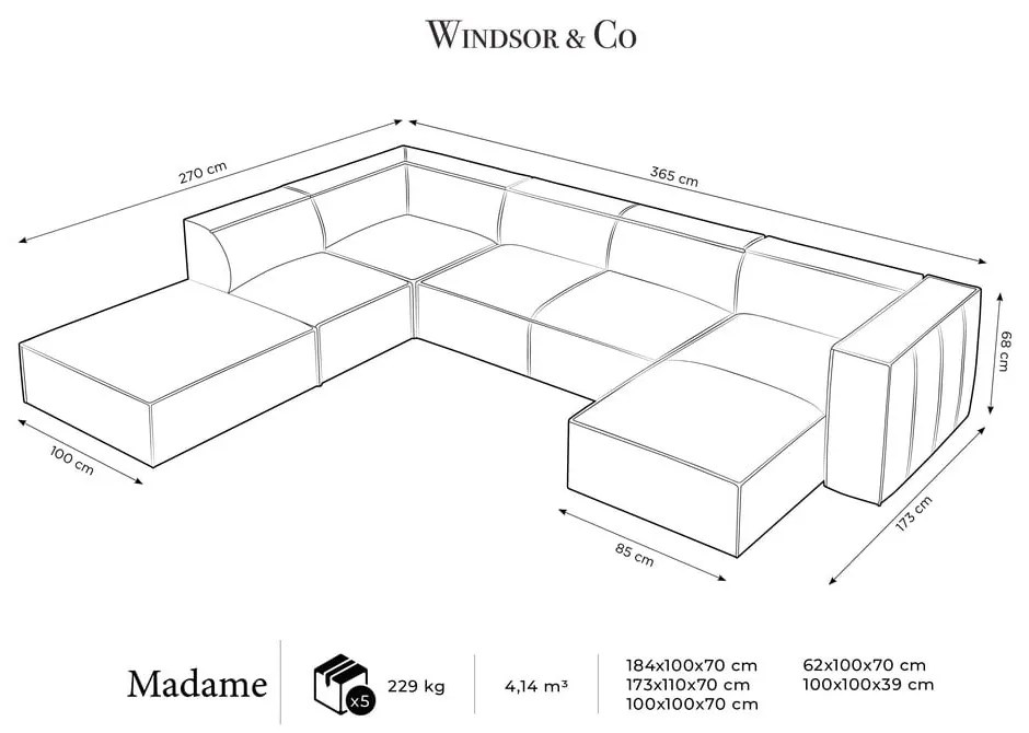 Hnědá kožená rohová pohovka (levý roh) Madame – Windsor &amp; Co Sofas