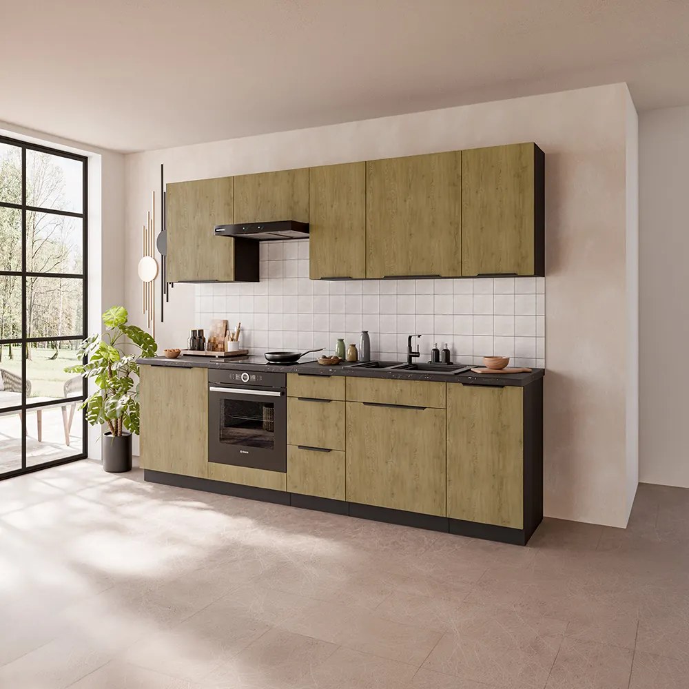 CREMONA cc | vysoká skříňka 40 DK-210 2F potravinová s policemi | 40 cm | černá/cremona