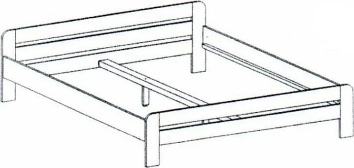 Casarredo - Komfort nábytek Masivní postel KL-105, 120x200, borovice, výběr moření | barva: moření dub