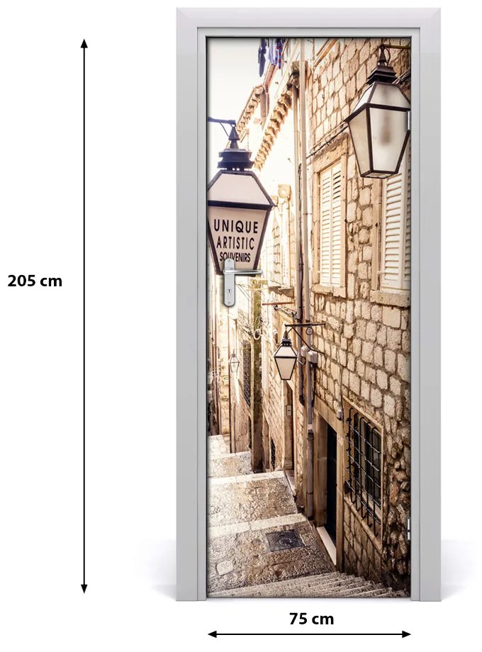Fototapeta samolepící dveře ulice staré město 75x205 cm