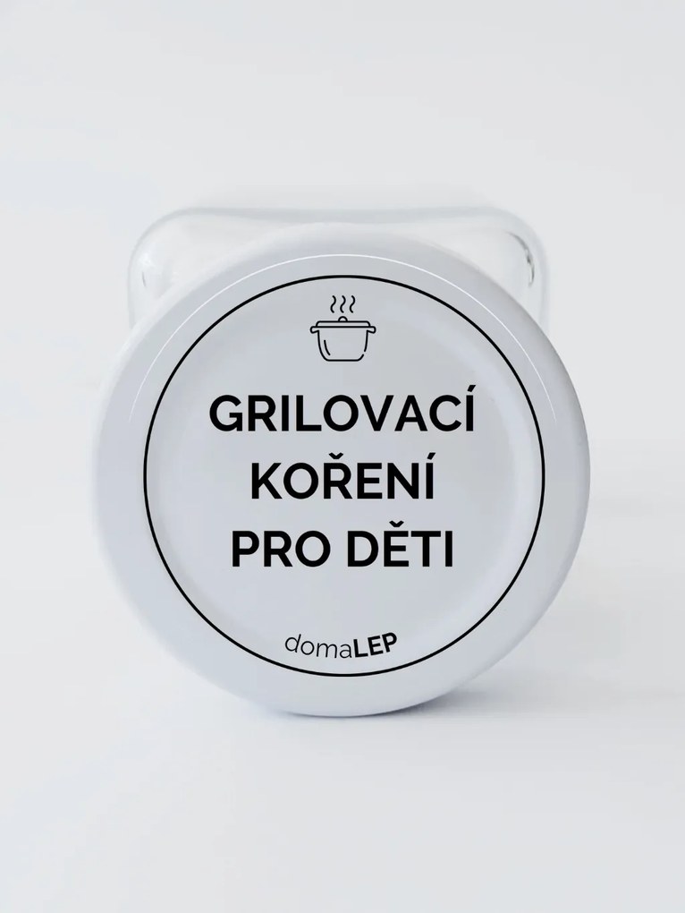 Samolepka na kořenky GRILOVACÍ KOŘENÍ PRO DĚTI průhledná 5 cm tučné písmo