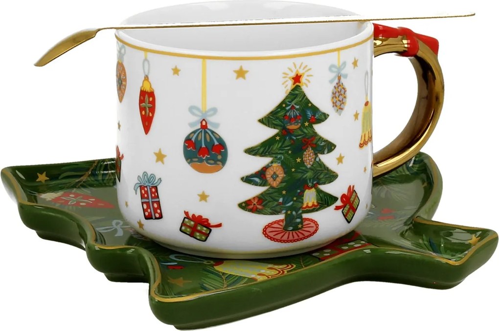 Porcelánový šálek s podšálkem Christmas Tree 250 ml