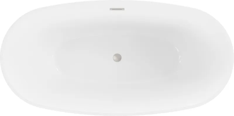 Mexen Eris, volně stojící vana 180 x 80 cm, bílá, broušená ocel přepad, 53441808000-97