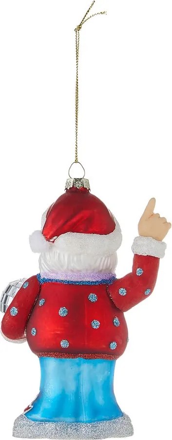 HANG ON Skleněná ozdoba Santa a disko
