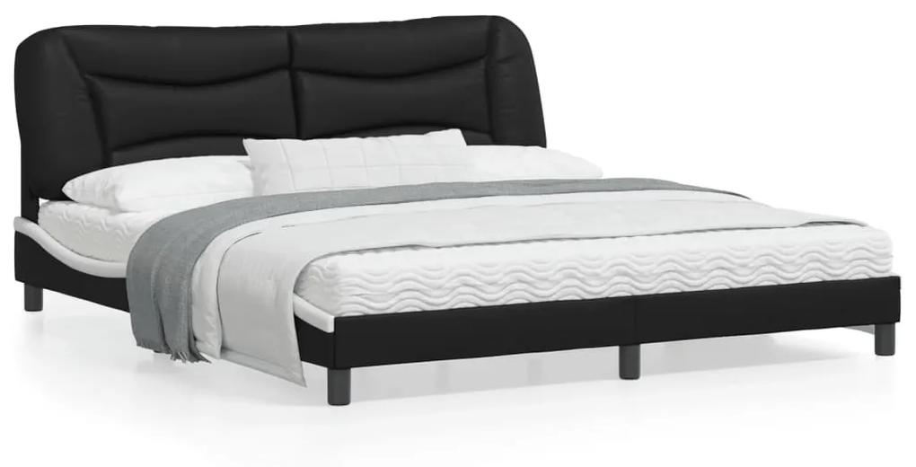 Rám postele s LED osvětlením černý a bílý 180x200 cm umělá kůže,  3214189