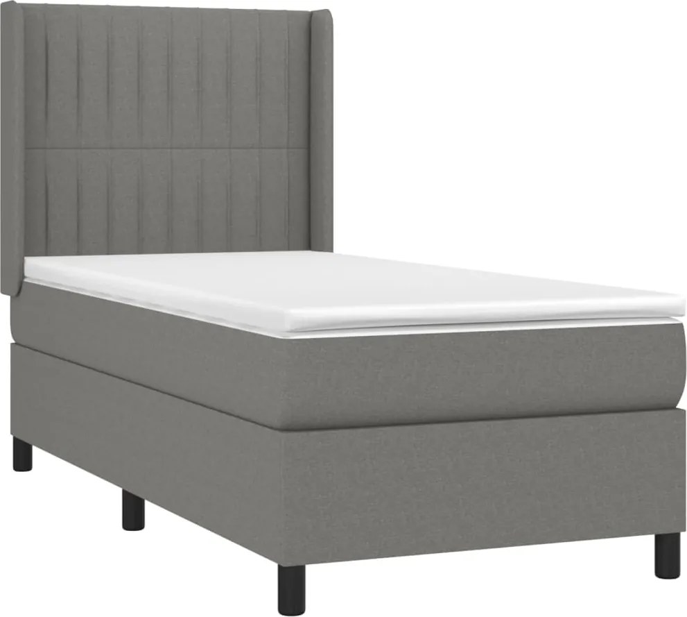 Box spring postel s matrací a LED tmavě šedá 80 x 200 cm textil 3138430
