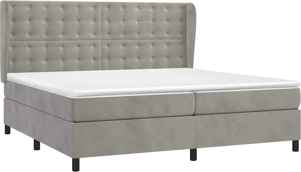 Box spring postel s matrací světle šedá 200x200 cm samet 3129471