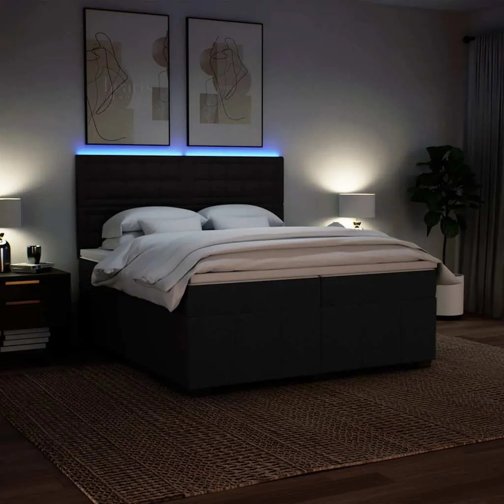 Box spring postel s matrací černá 200x200 cm textil 3294091