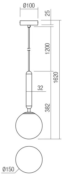 Redo 01-3131 - Lustr na lanku HAIKU 1xE14/28W/230V pr. 15 cm černá