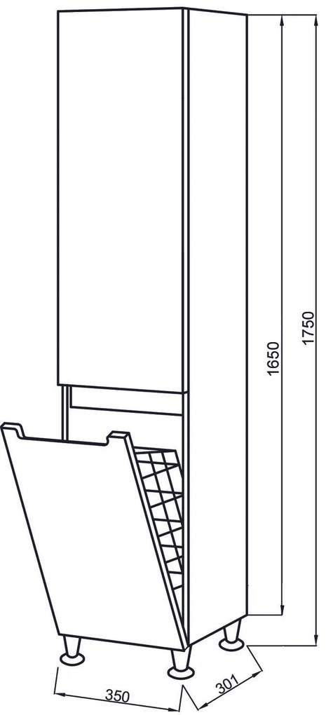 Lavedo Eliba I 35 vysoká skříňka do koupelny s košem Orientace: Levá