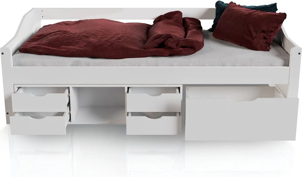 Juskys Dětská postel Nalu 90 × 200 cm s úložným prostorem