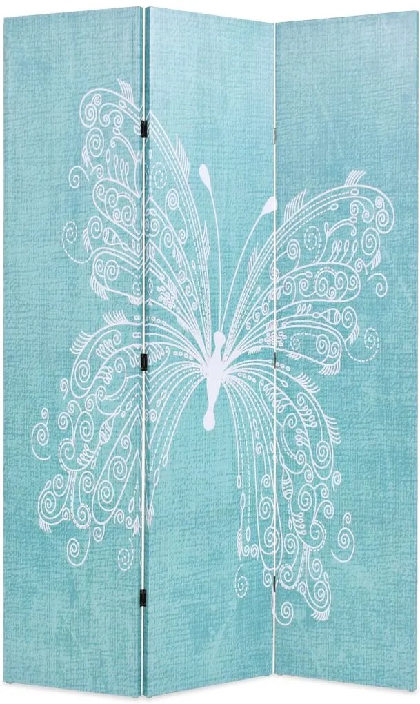 Skládací paraván 120 x 170 cm motiv motýla modrý
