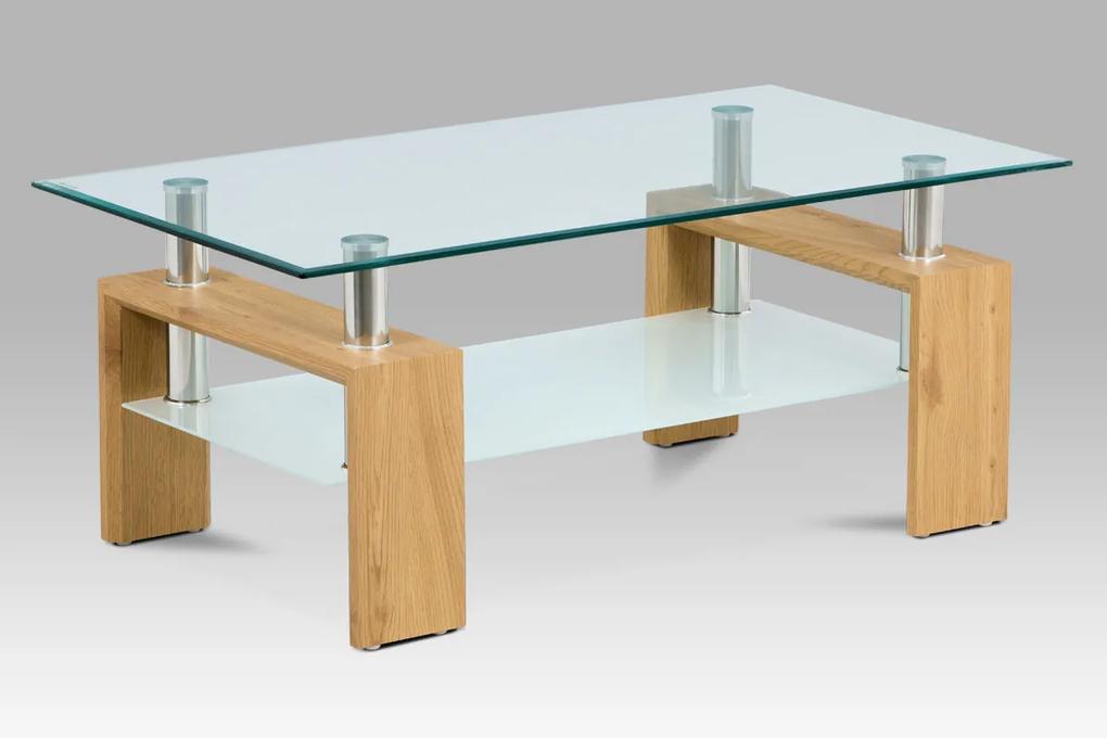 Konferenční stolek 110x60x45 cm, divoký dub / čiré sklo 8 mm