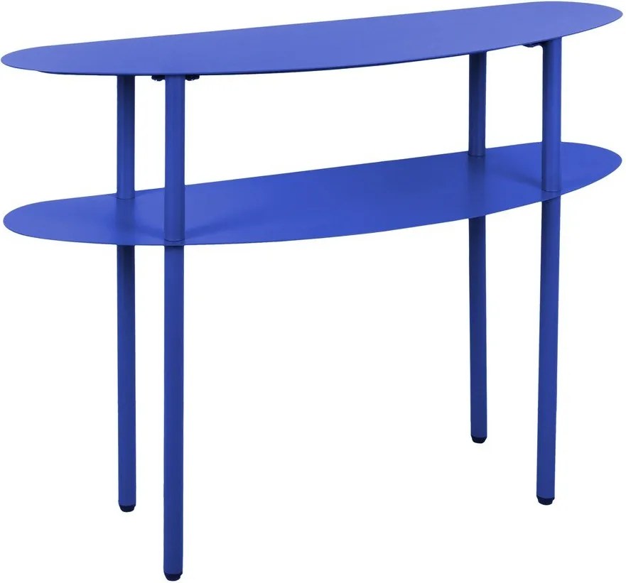 Modrý kovový konzolový stolek 28x90 cm Cool Retro – Leitmotiv