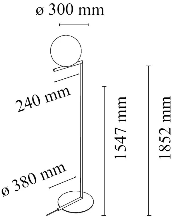 Flos IC Lights F2, designová stojací lampa se stmívačem, 1x205W E27, černá, Ø 30cm, výška 185cm
