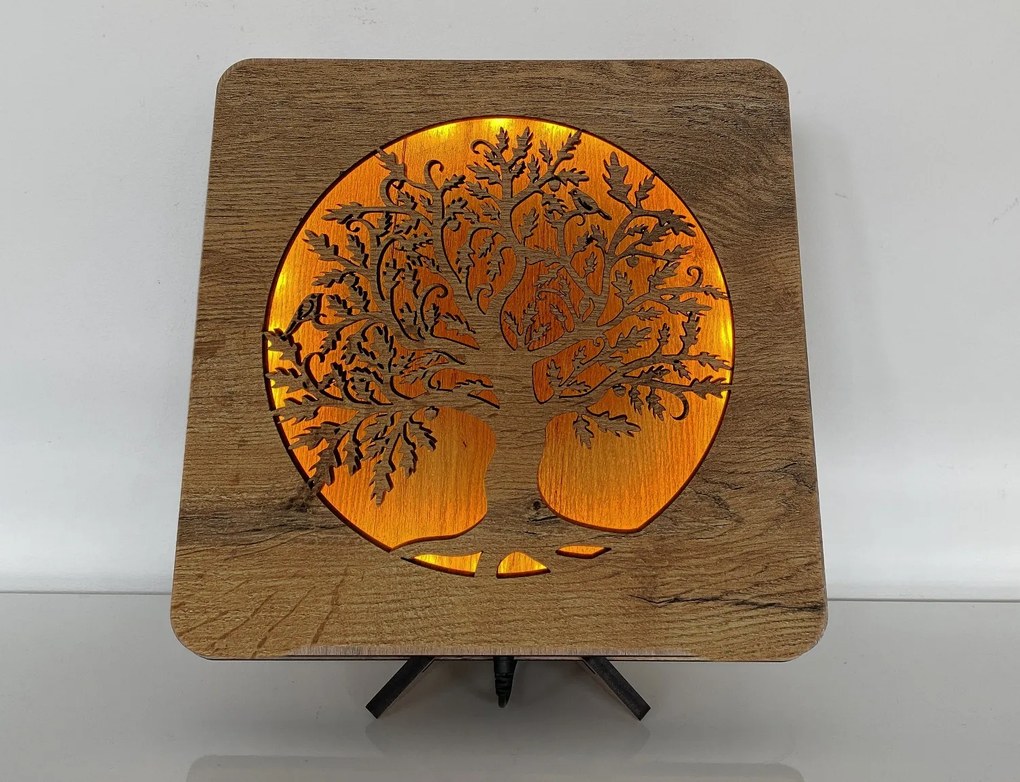 Li-Go "Dub v kruhu" lampa 31x31 cm provedení povrchu: ořech